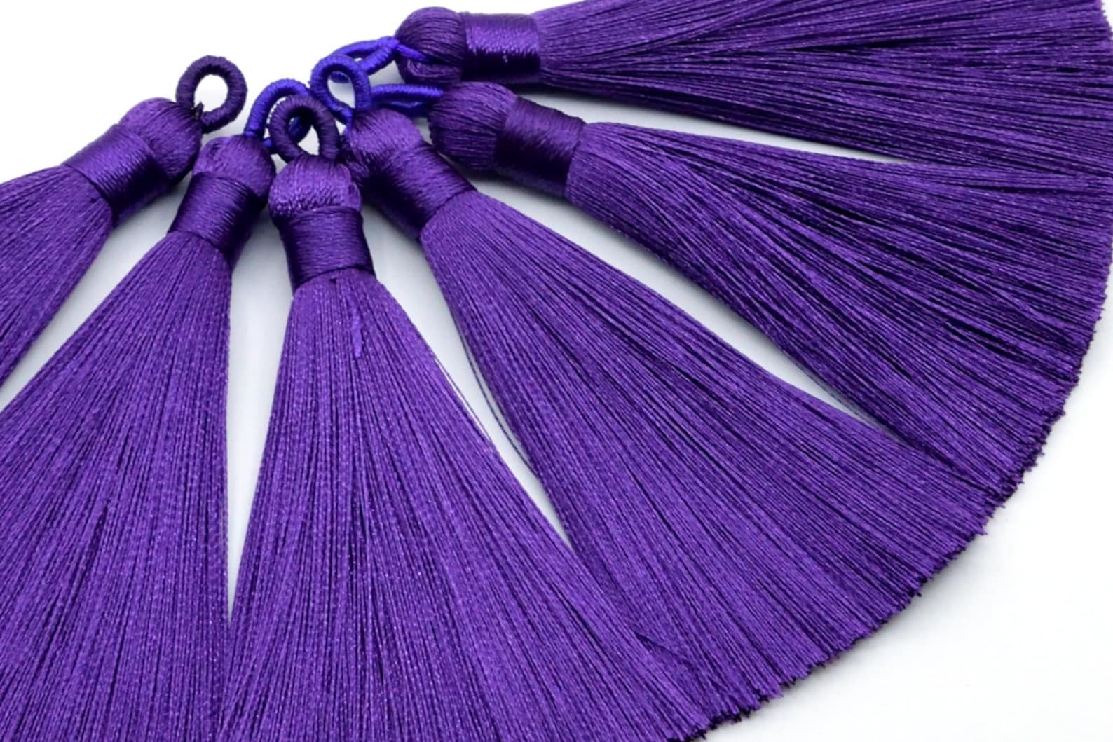 2 Pcs - 3.54" / 9CM Purple Tassel Polyester 0.9CM Thickness Handcraft ...