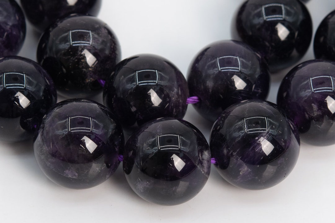 Genuine Natural Amethyst Gemstone Beads 14MM Deep Purple Round AAA ...