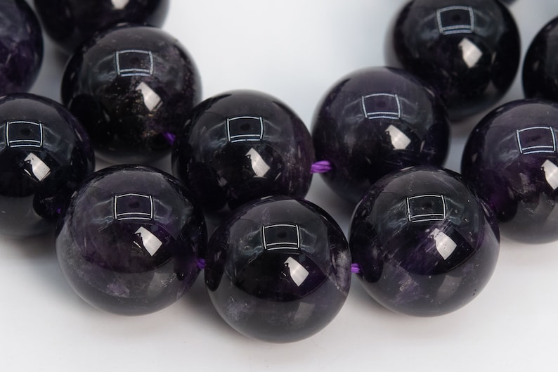 Genuine Natural Amethyst Gemstone Beads 14MM Deep Purple Round AAA ...