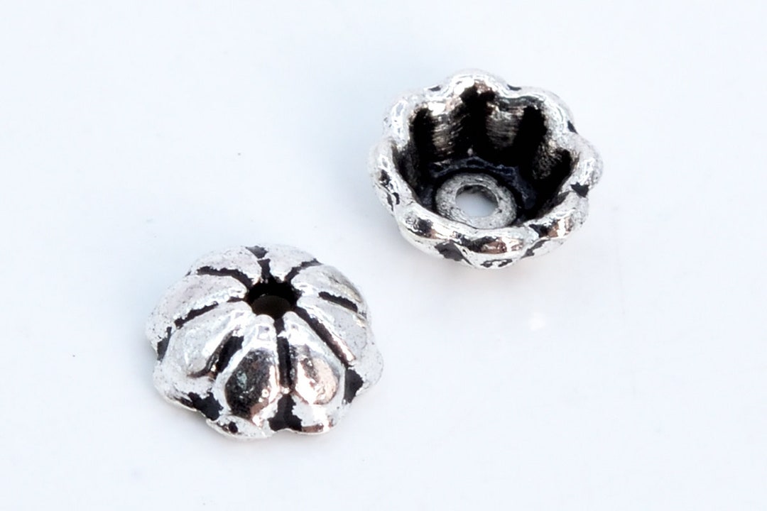 30 Pcs - 6x2mm Domed Bead Cap Antique Silver Tone Zinc Alloy Bead Cap ...