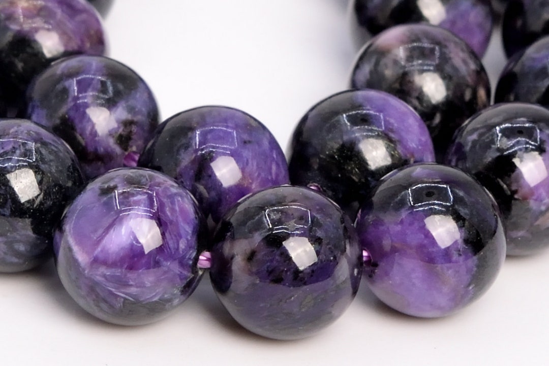 Genuine Natural Russian Charoite Gemstone Beads 11MM Dark Color Round A ...