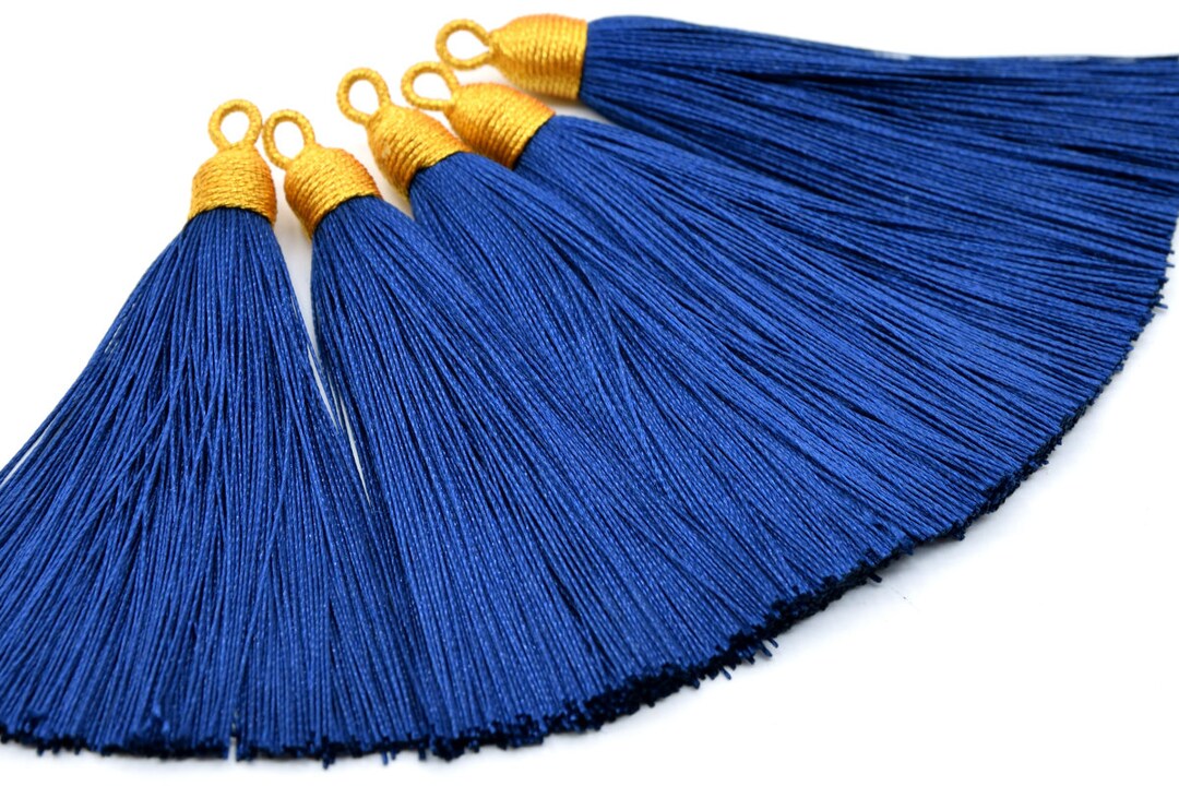 2 Pcs - 2.76" / 7CM Royal Blue Tassel Polyester 1CM Thickness Handcraft ...