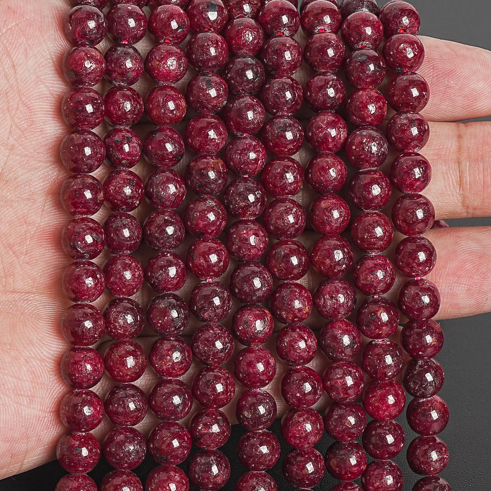 Genuine Natural Ruby Gemstone Beads 7-8MM 8MM 8-9MM Red Round AAA ...