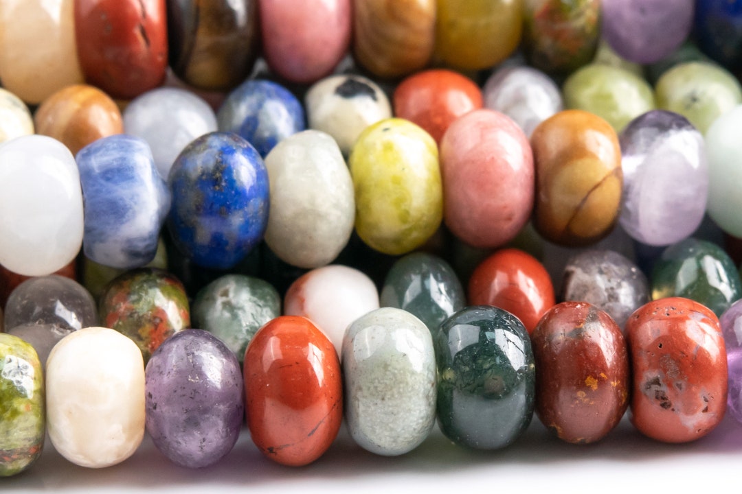 Natural Mixed Stone Gemstone Beads 6x4mm Rondelle AAA Quality Loose ...
