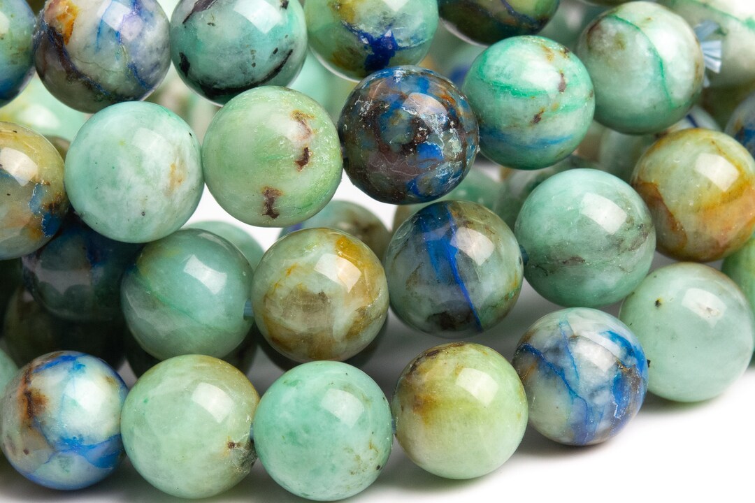 8MM Blue Green Azurite Malachite Quartz Beads Grade AA Genuine Natural ...