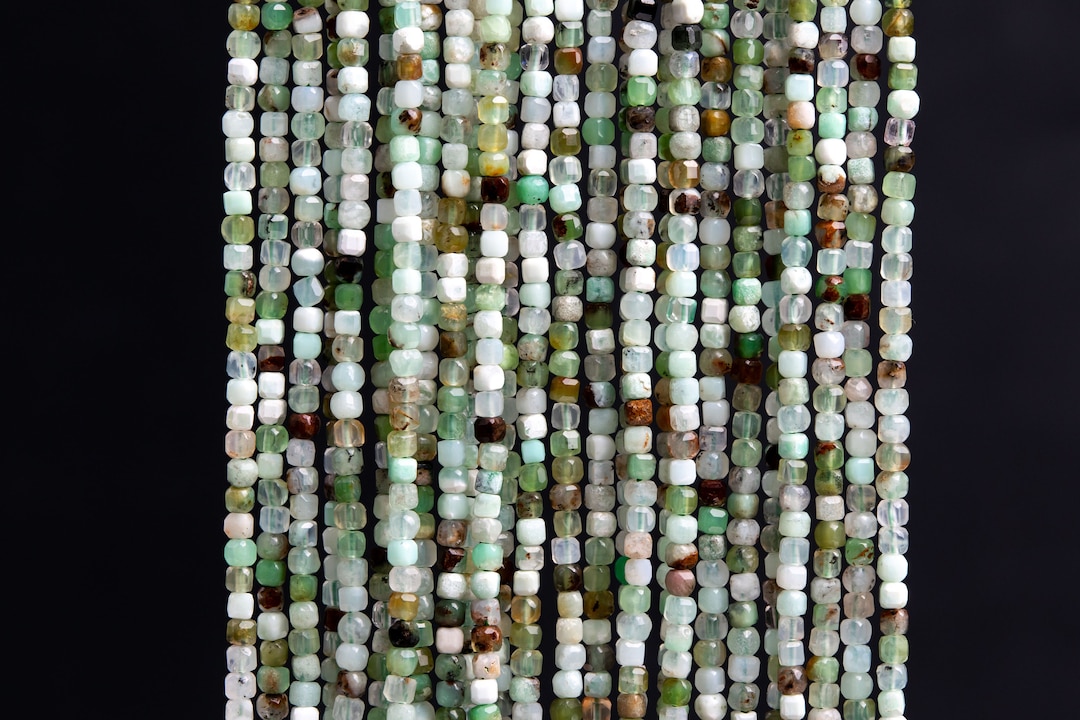 Genuine Natural Chrysoprase Jade Gemstone Beads 2x2mm Green Beveled ...