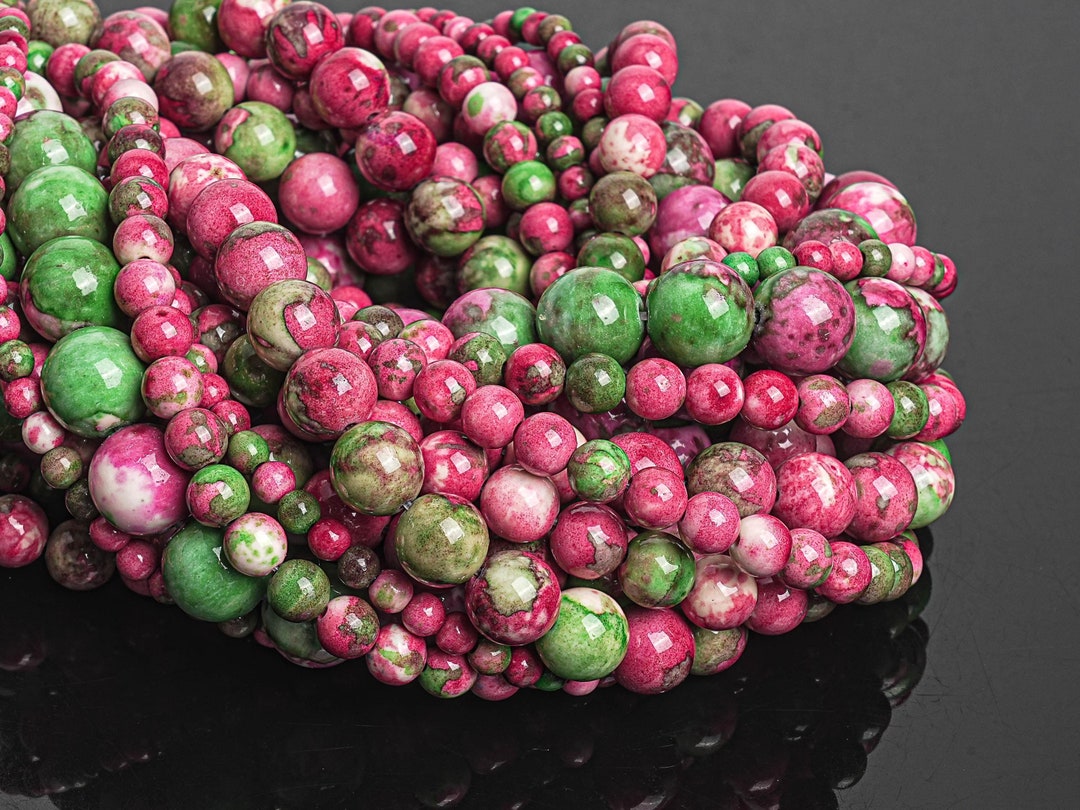 Rain Flower Jade Gemstone Beads 4MM 6MM 8MM 10MM 12MM Red Blue Round A+ ...