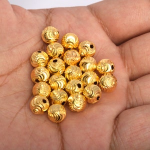 10 Pcs - 8MM Gold Tone Round Spacer Beads for Jewelry Making (60057 ...