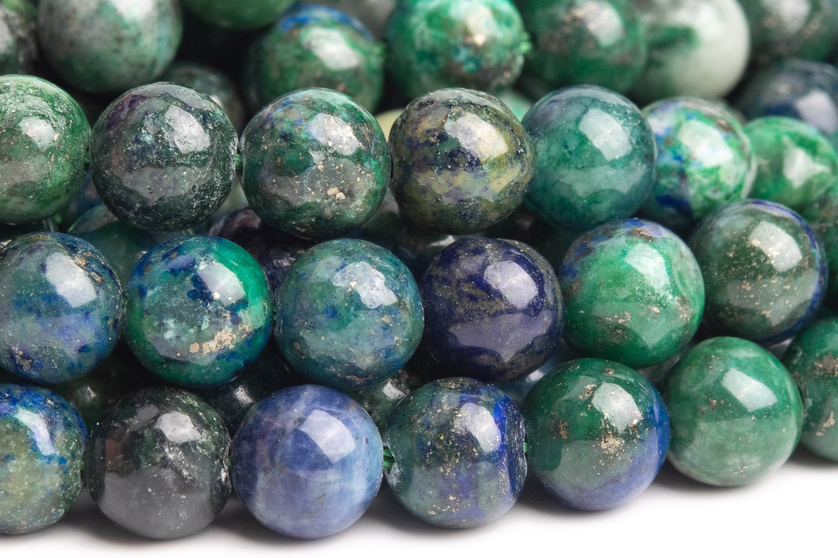 Azurite Gemstone Beads 6-7MM Green & Blue Nugget Round Loose Beads ...