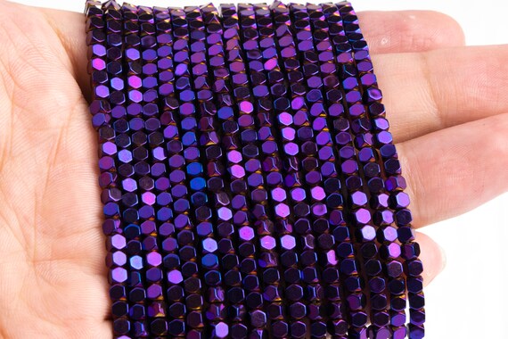 Materials Jewelry & Beauty Purple Hematite Beads Octagon Cube Grade AAA ...