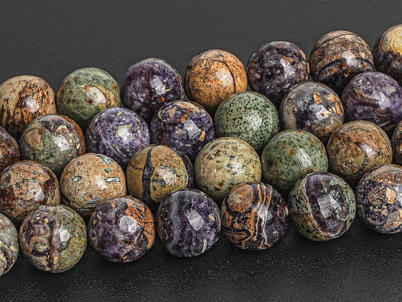 Genuine Natural Purple Brecciated Jasper Gemstone Beads 6MM 8MM 10MM ...