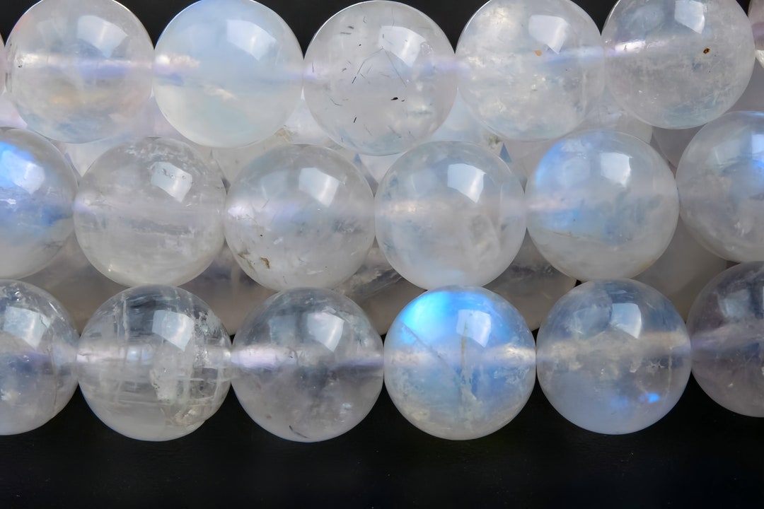 Genuine Natural Translucent Rainbow Moonstone Gemstone Beads 8MM Round ...