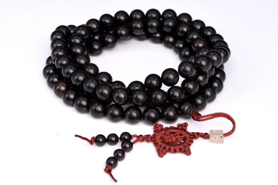 108 Pcs 10MM Black Ebony Blackwood Mala Beads Natural Wood | Etsy