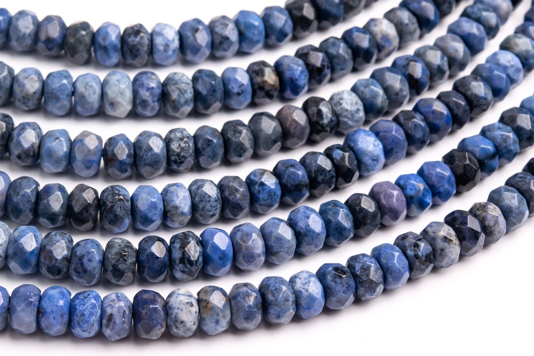 Genuine Natural Dumortierite Gemstone Beads 8x5mm Blue Faceted Rondelle ...