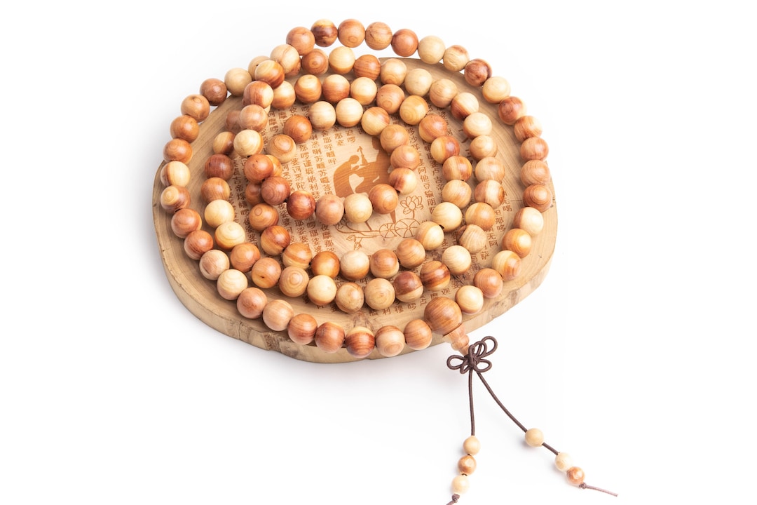 108 Pcs - 10MM Cedar Wood Mala Beads Fragrant Natural Round Beads 42 ...