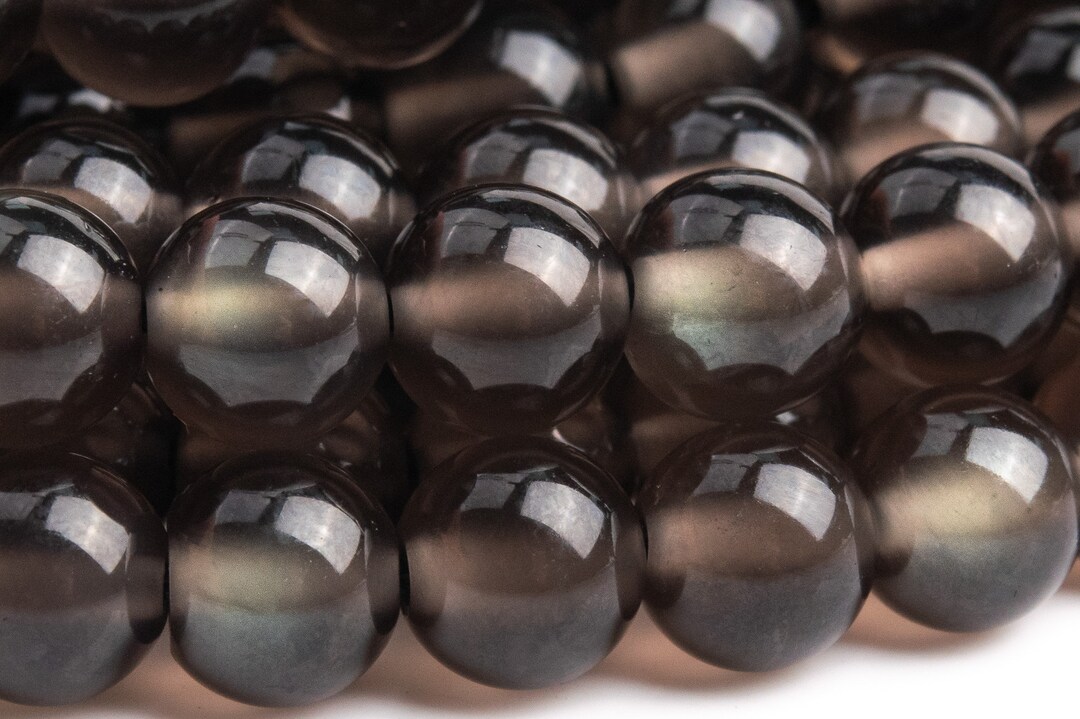 Genuine Natural Obsidian Transparent Gemstone Beads 8MM Rainbow Round ...