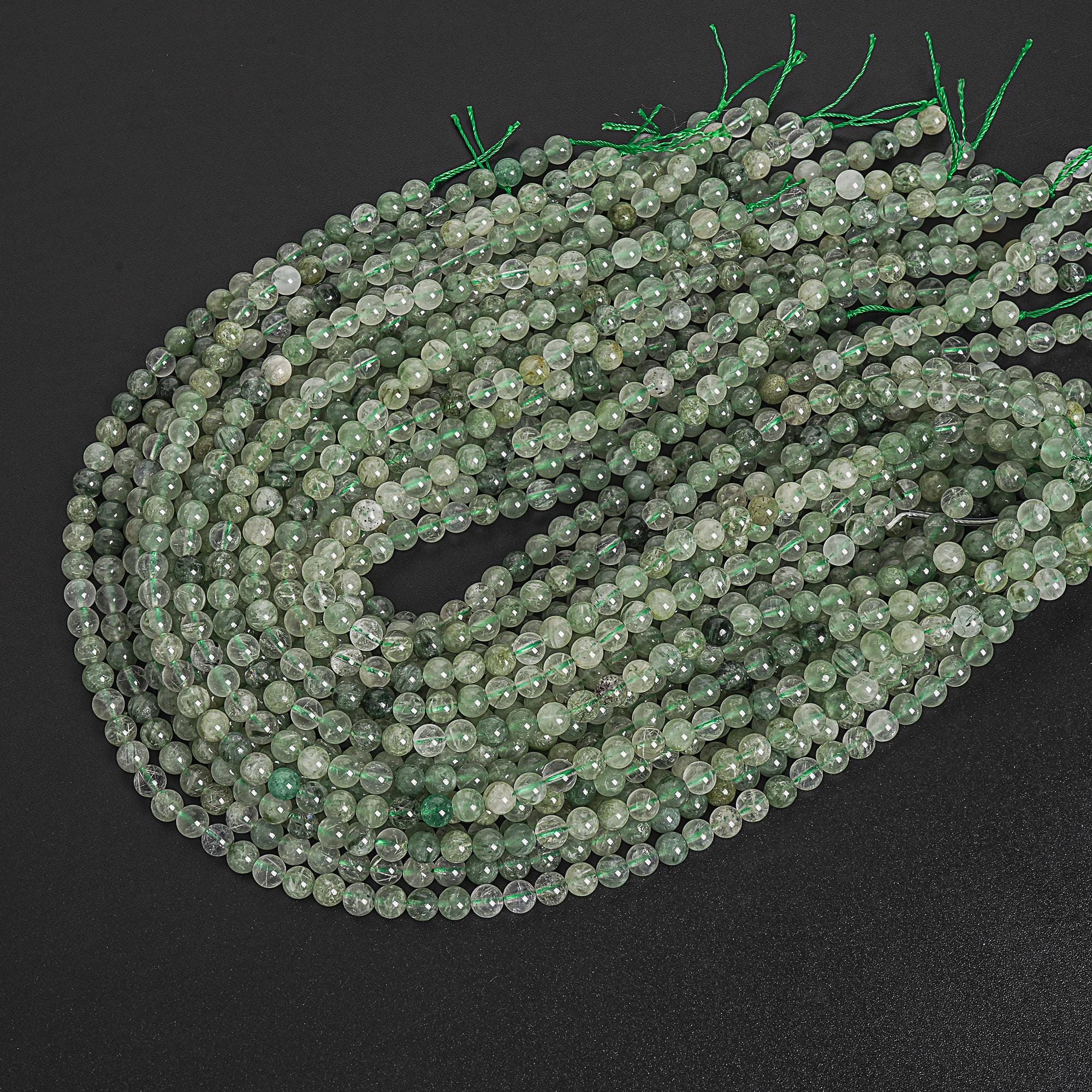 Genuine Natural Rutilated Quartz Gemstone Beads 6MM 8MM 10MM Green ...