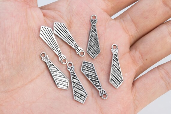 20pcs - 28x9x1mm Tie Charm Antique Silver Tone Zinc Alloy 20pcs - 28x9x1mm Tie Charm Antique Silver Tone Zinc Alloy