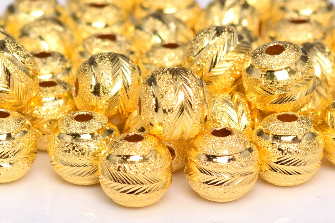 10 Pcs 8MM Gold Tone Round Spacer Beads for Jewelry Making | Etsy