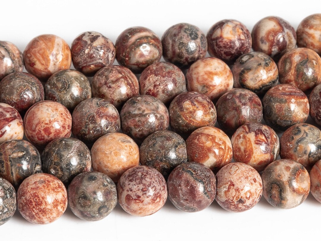 Genuine Natural Leopard Skin Jasper Gemstone Beads 4MM 6MM Red Pink ...