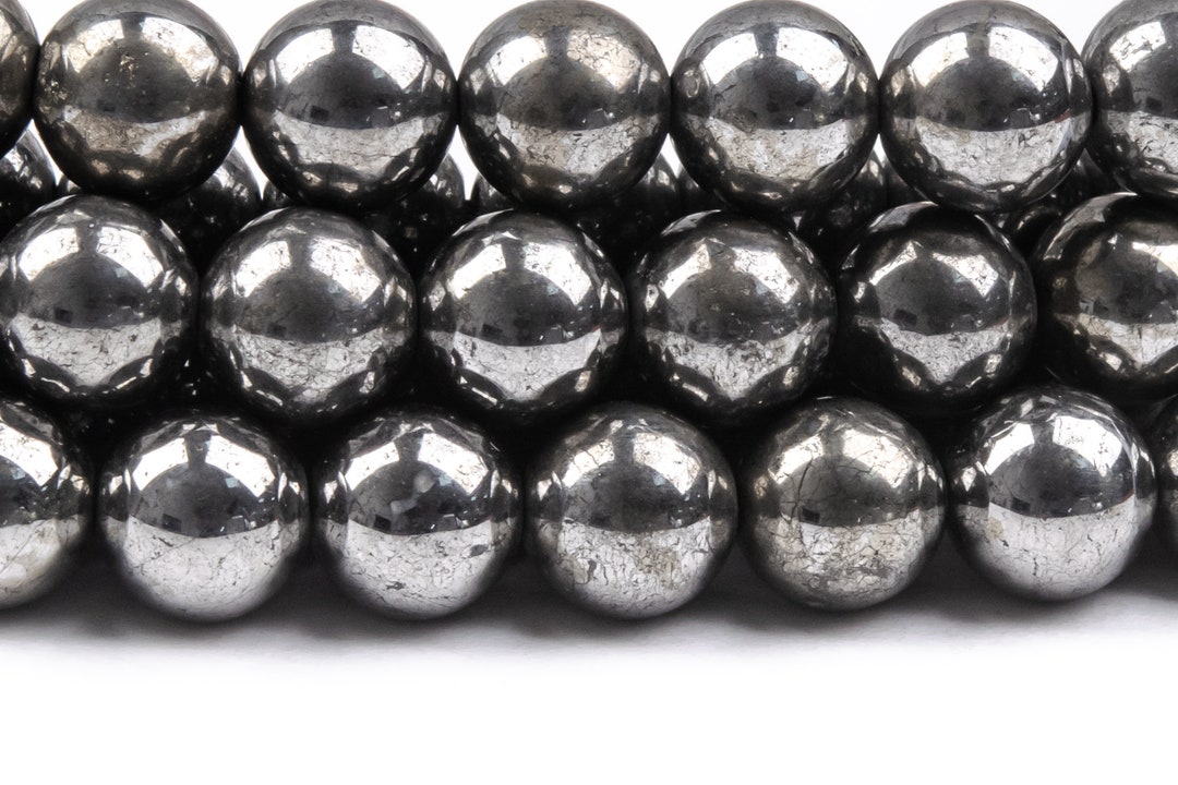 Genuine Natural Iron Pyrite Gemstone Beads 8MM Round AAA Quality Loose ...