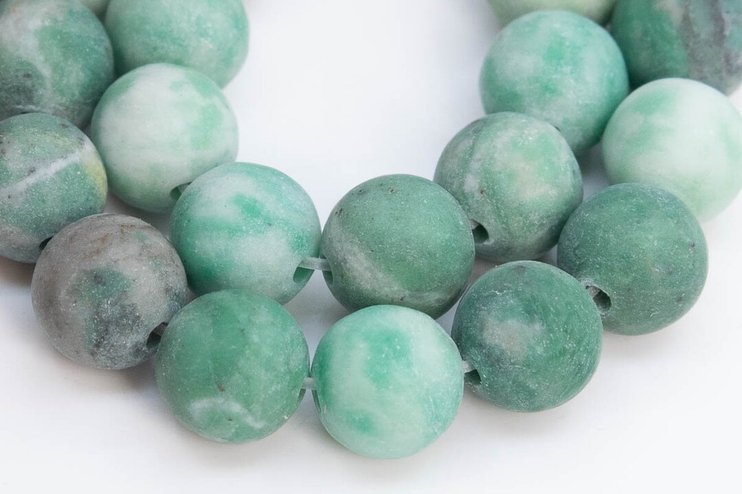 Genuine Natural Qinghai Jade Gemstone Beads 6MM Matte Green Round A ...
