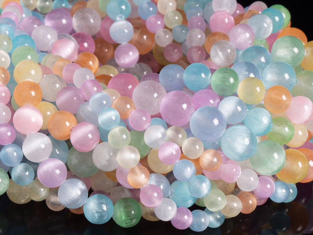 Selenite Gemstone Beads 6MM 8MM 10MM Rainbow Round AAA Quality Loose ...