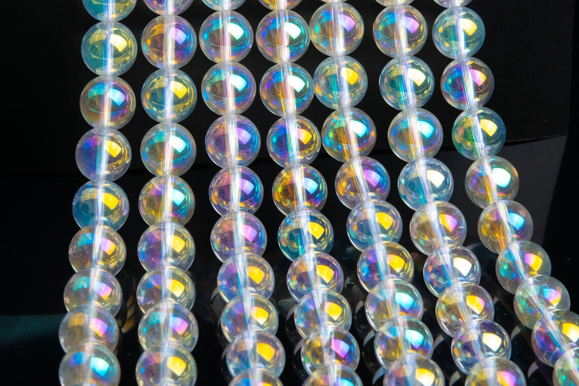 Crystal Quartz Gemstone Beads 10MM Rainbow Round AAA Quality Loose ...