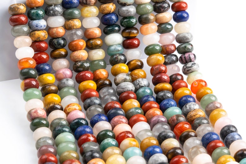 Natural Mixed Stone Beads 10x6mm Multicolor Rondelle AAA Quality Loose ...
