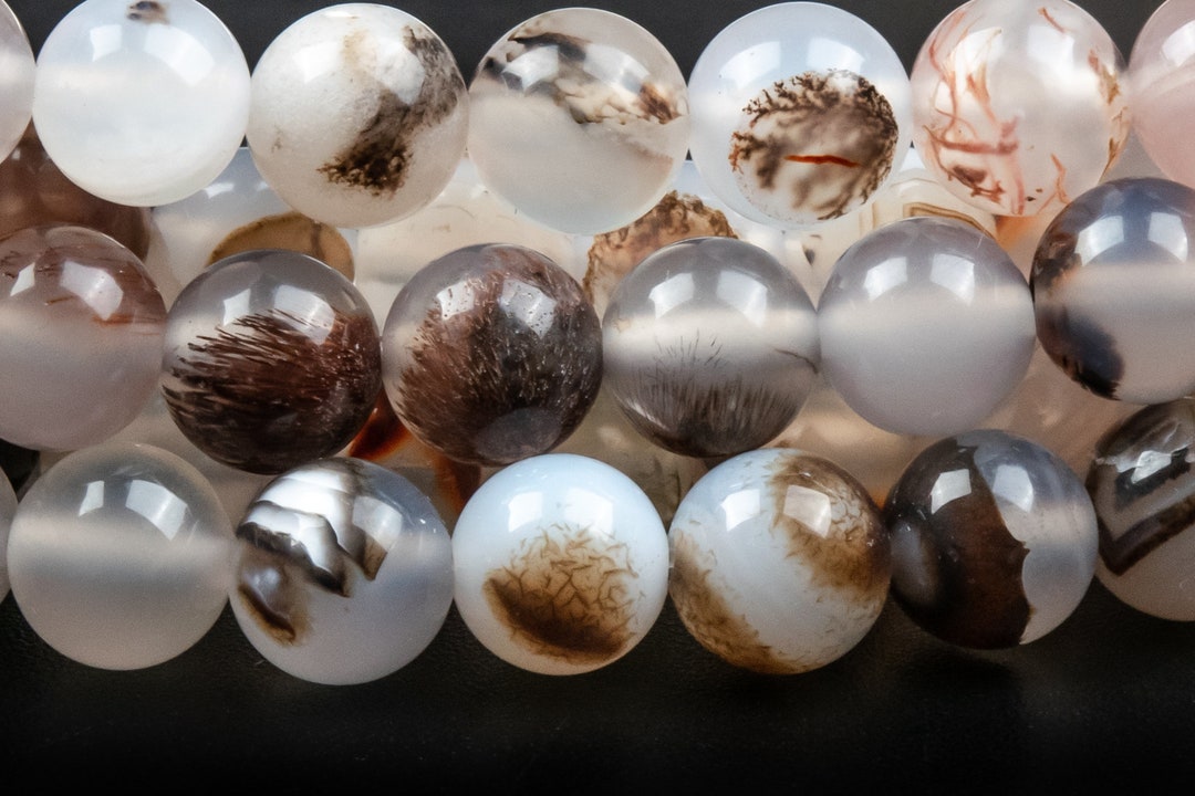 Genuine Natural Flower Agate Gemstone Beads 8MM Clear Round AAA Quality ...