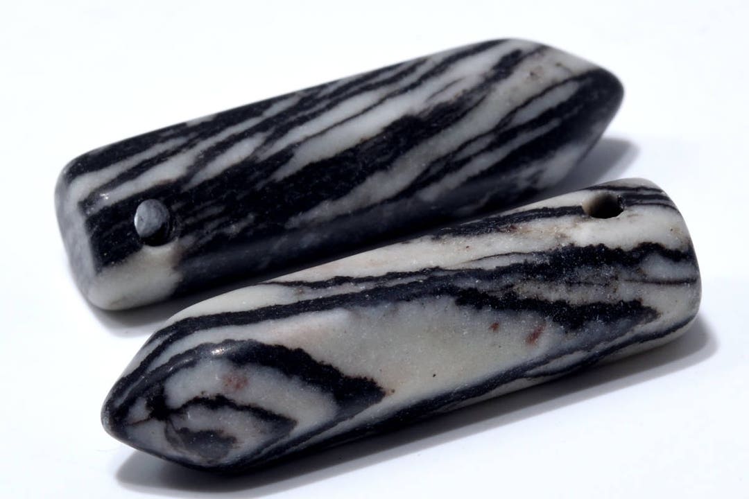 2 piezas 30x8MM Black Silk Stone Web Jasper Beads Healing Hexagonal ...