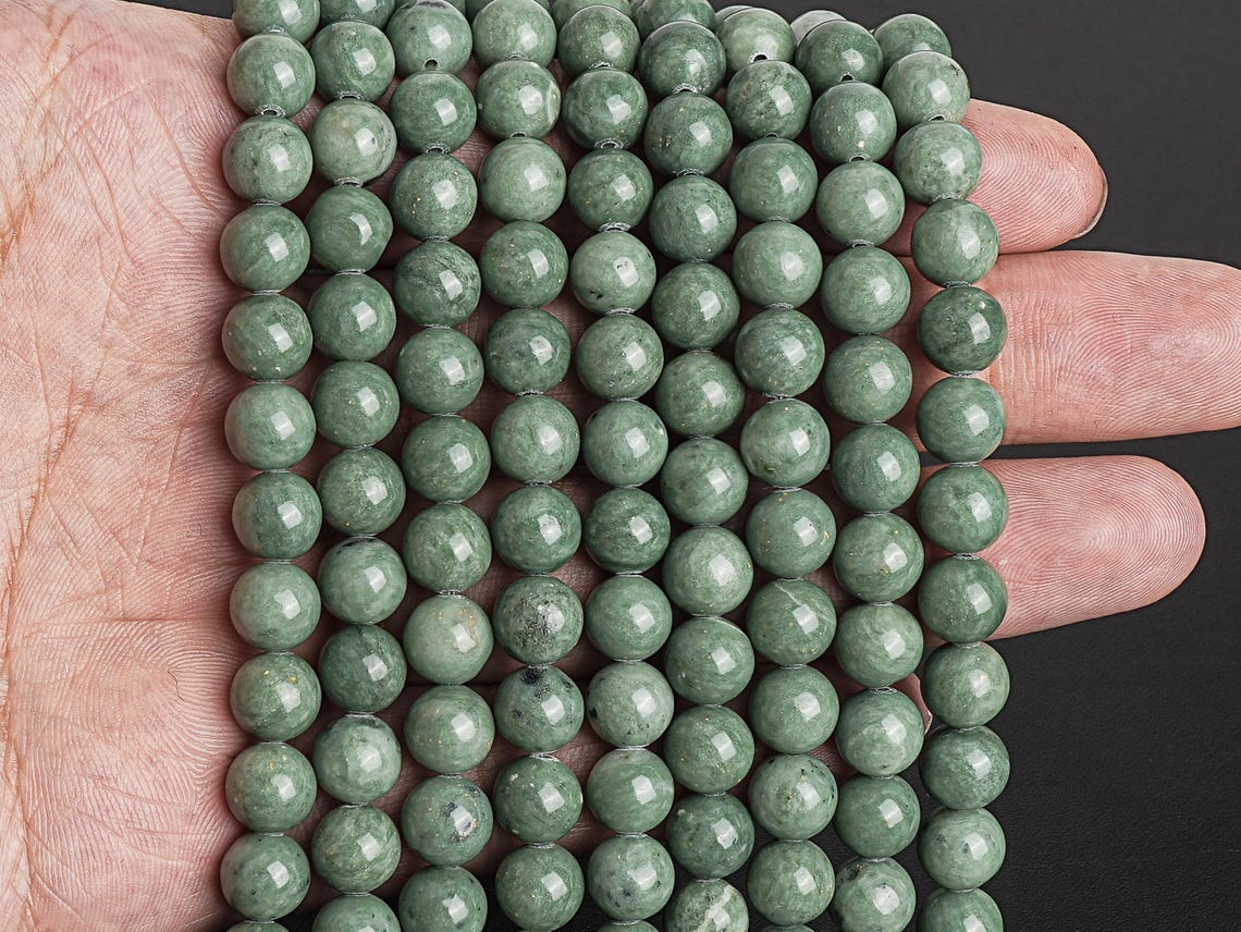 Genuine Natural Jade Gemstone Beads 8MM Green Round AA Quality Loose ...