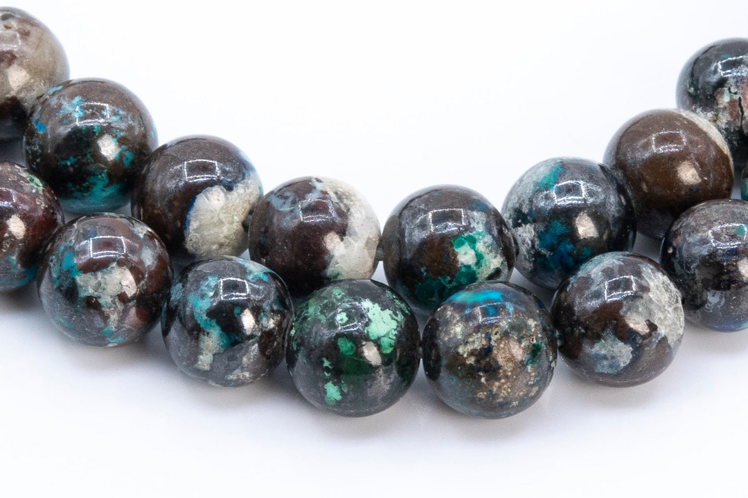 Genuine Natural Azurite Malachite Quartz Gemstone Beads 6-7MM ...