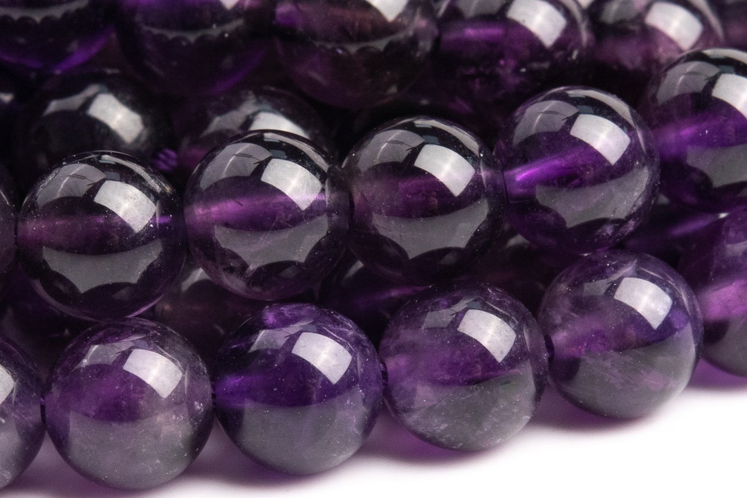 Genuine Natural Amethyst Gemstone Beads 6MM Deep Purple Round AAA ...