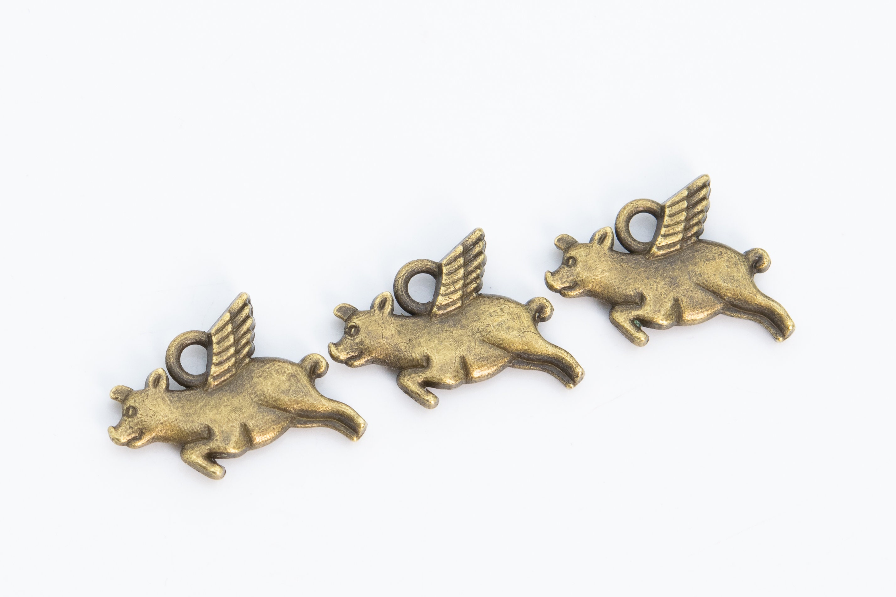 10pcs 16x13mm Flying Pig Charm Double Side Antique Bronze - Etsy UK