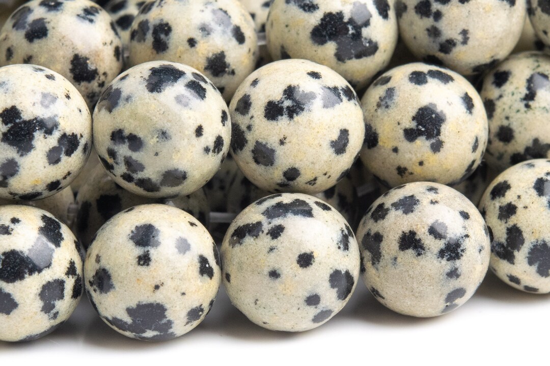 Genuine Natural Dalmatian Jasper Gemstone Beads 10MM Black Spot & Beige ...