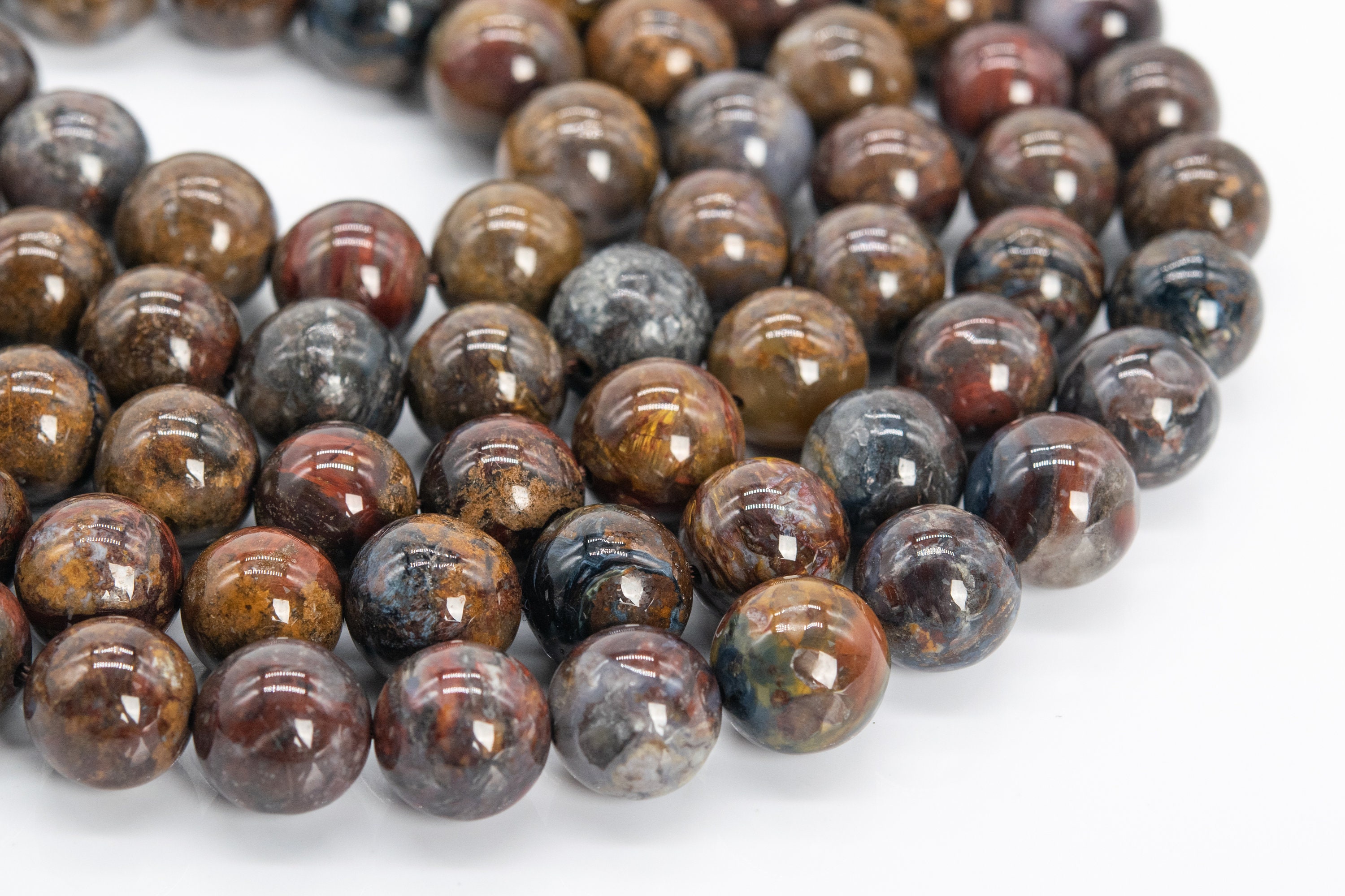 Genuine Natural Colombian Pietersite Gemstone Beads 11MM Brown Round AA ...