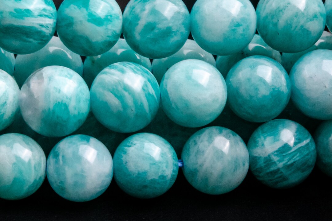 Genuine Natural Amazonite Aqua Wavy Stripes Gemstone Beads 7-8MM Blue ...