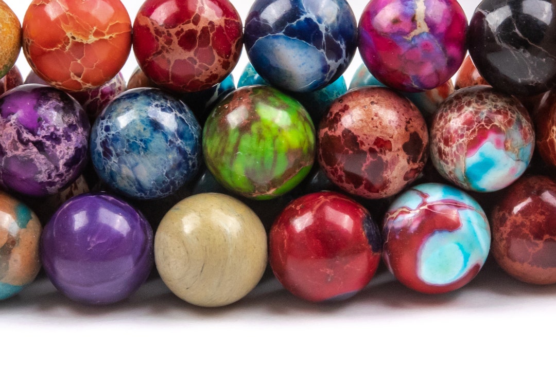 Rainbow Sea Sediment Imperial Jasper Gemstone Beads 10MM Multicolor ...