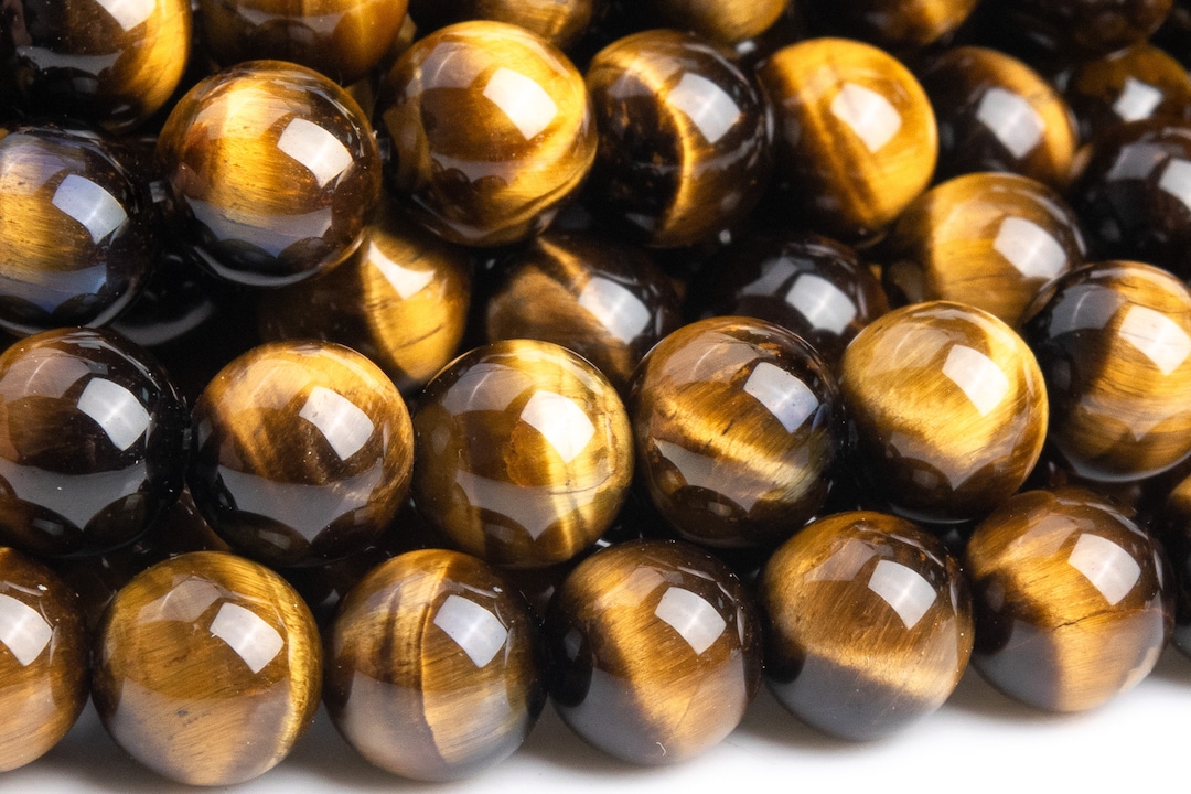 Genuine Natural Tiger Eye Gemstone Beads 8MM Yellow Round AAA Quality ...