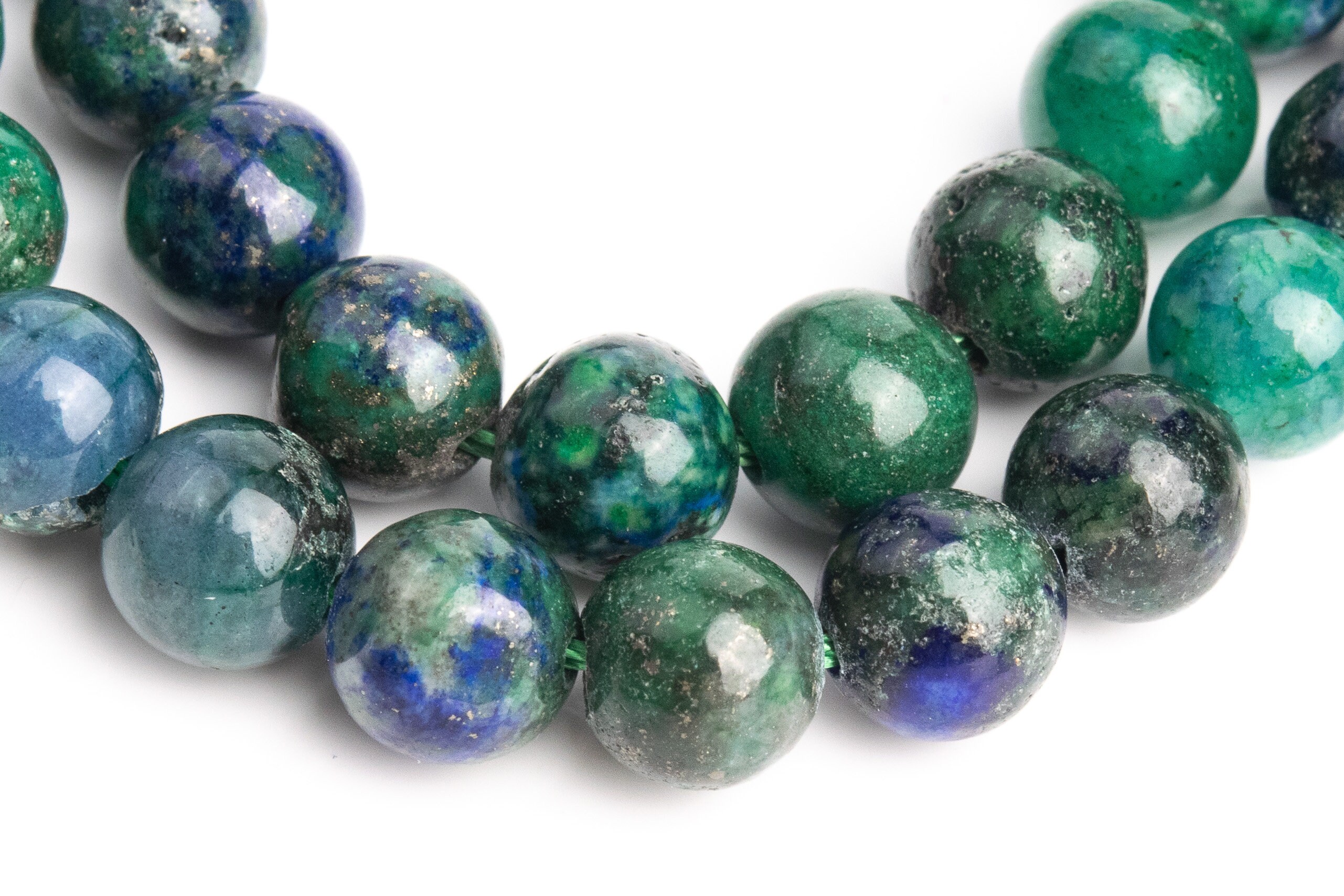 Azurite Gemstone Beads 6-7MM Green & Blue Nugget Round Loose Beads ...