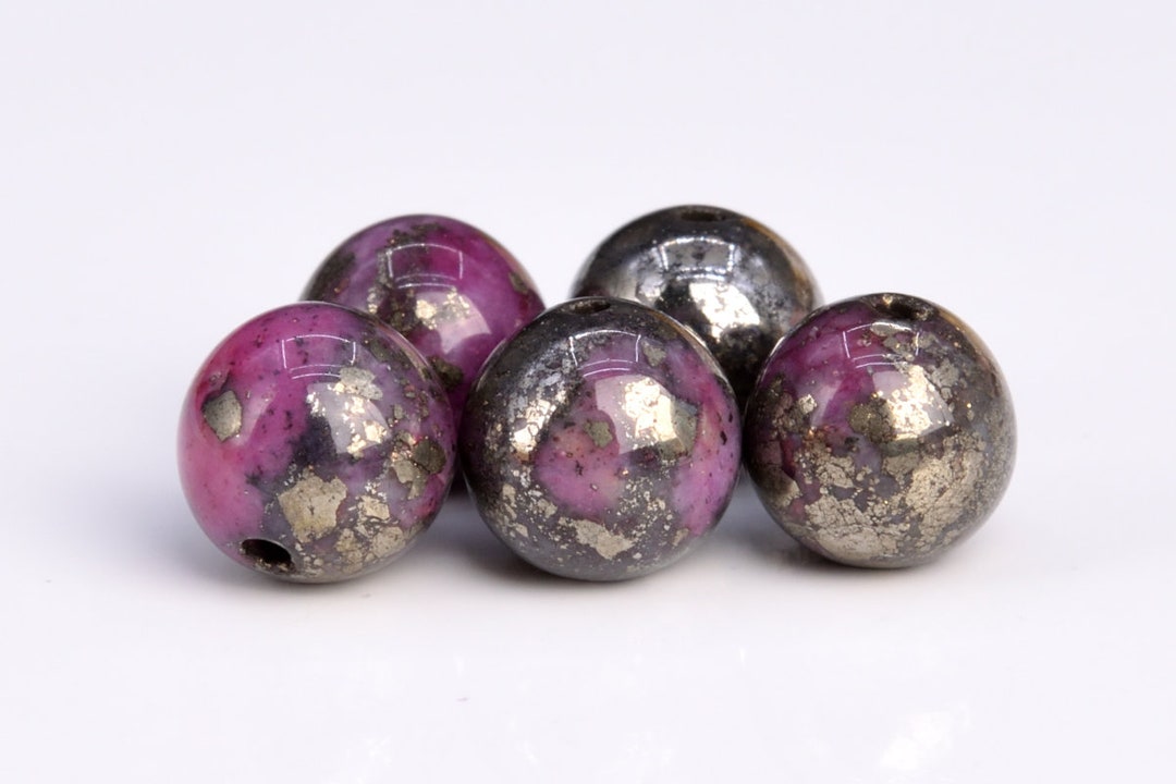 Pyrite Gemstone Beads 6MM Rose Red Round AAA Quality Loose Beads ...