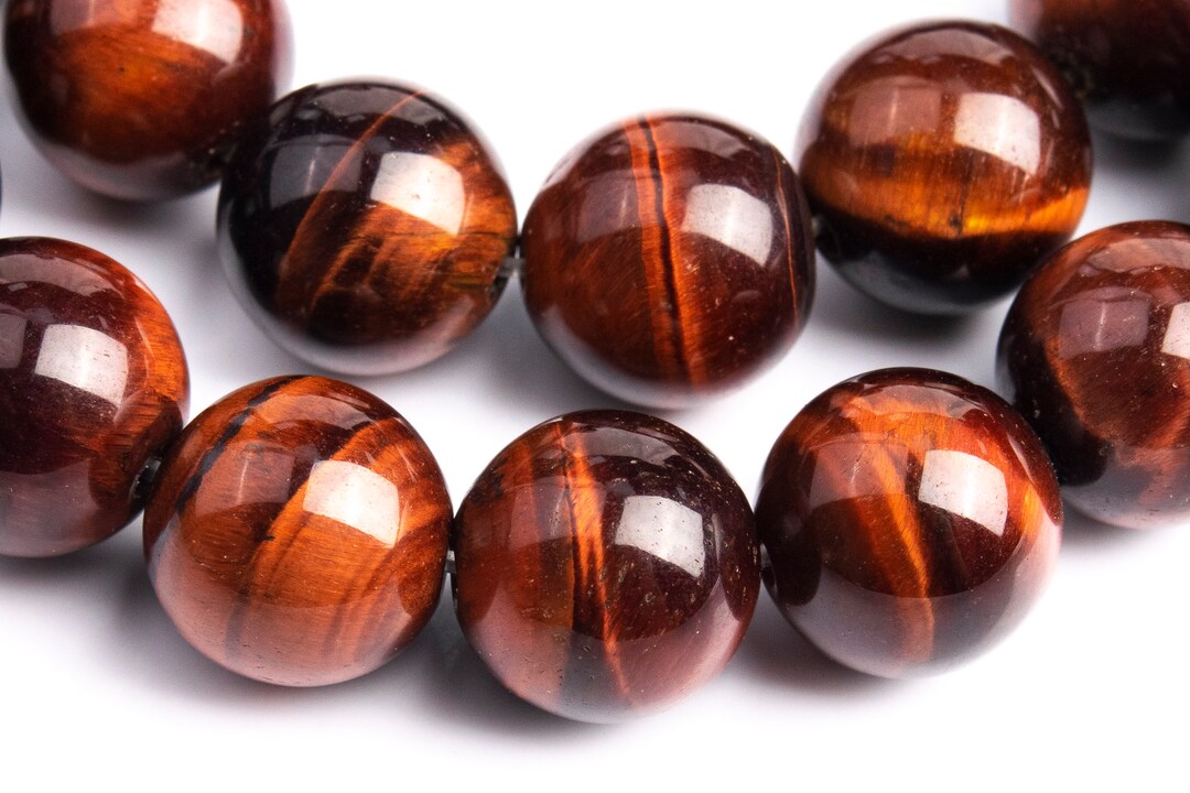 Genuine Natural Tiger Eye Gemstone Beads 10MM Mahogany Red Round AAA ...