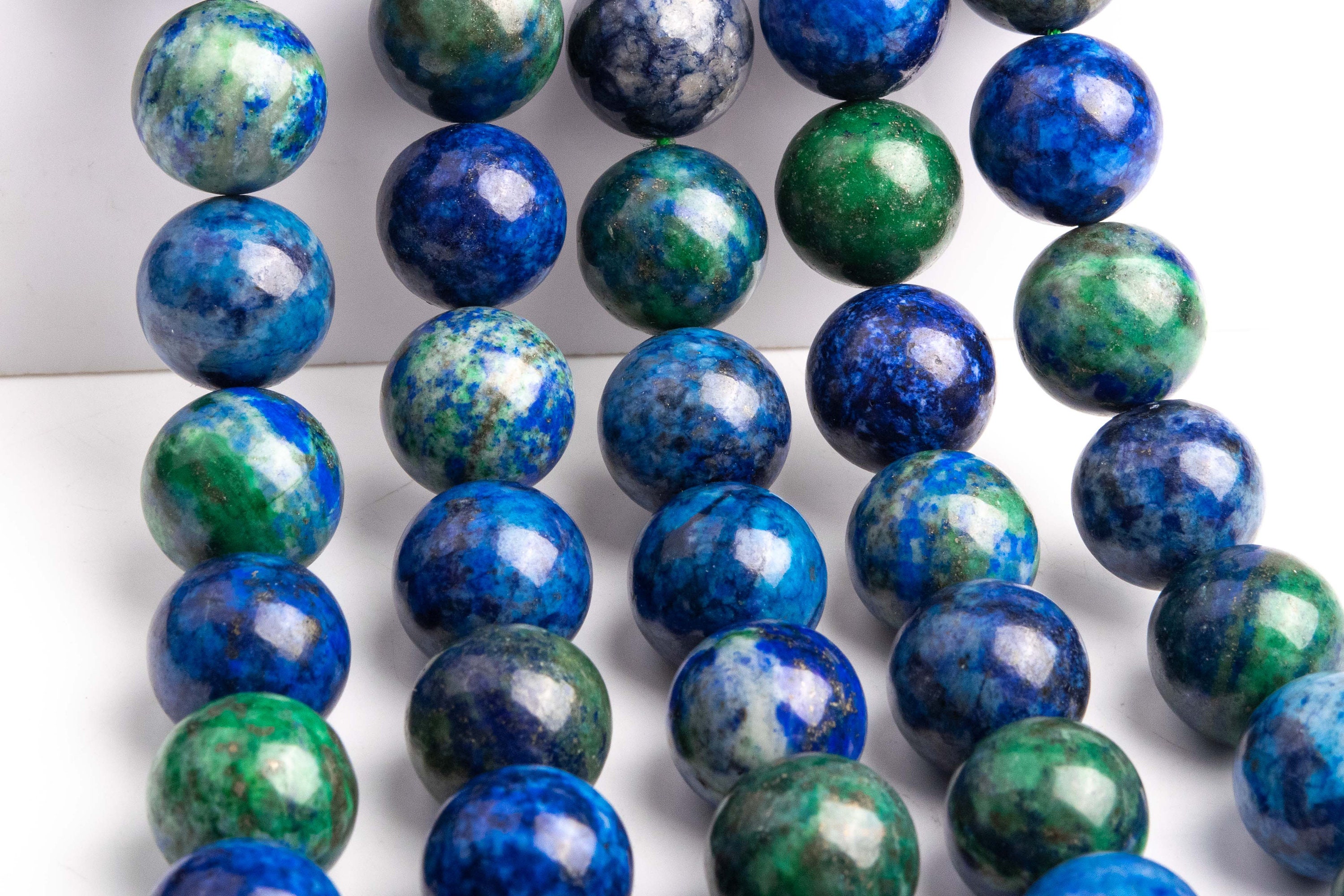 Azurite Gemstone Beads 15-16MM Green & Blue Round AAA Quality Loose ...