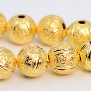 10 Pcs - 8MM Gold Tone Round Spacer Beads for Jewelry Making (60148 ...