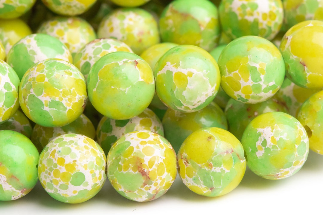Imperial Jasper Beads 8MM Lemon Yellow Green Round Loose Beads (115961 ...