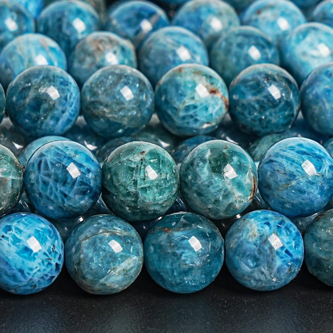 Genuine Natural Apatite Gemstone Beads 8MM Blue Round A Quality Loose ...