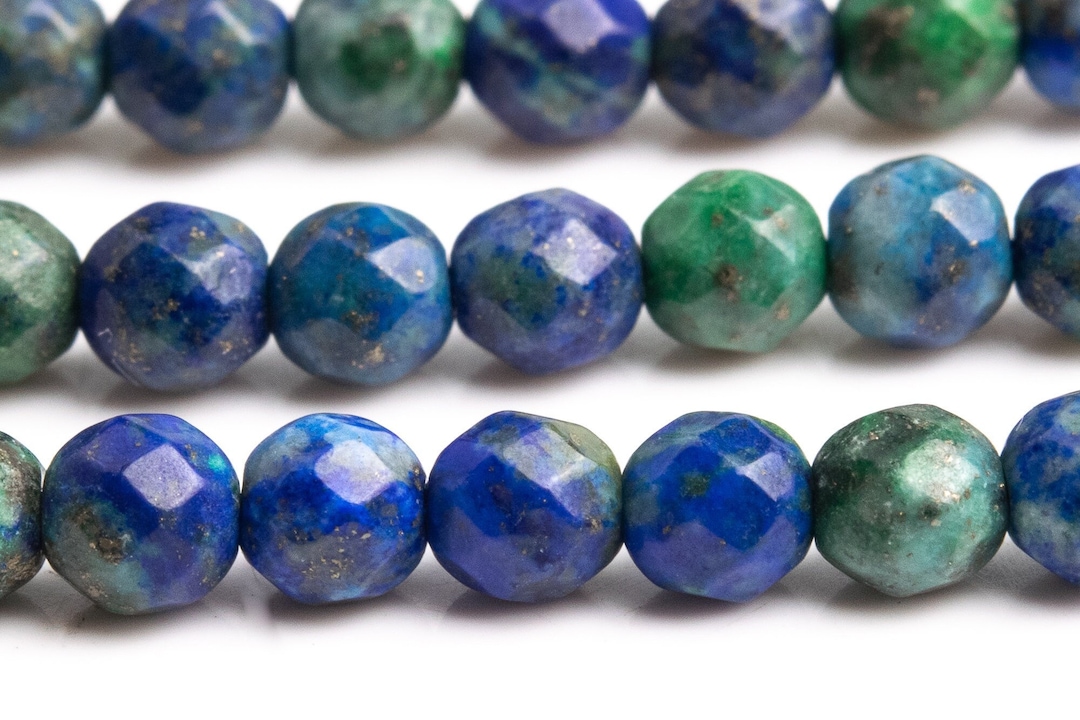 Azurite Gemstone Beads 4MM Green & Blue Faceted Round AAA Quality Loose ...