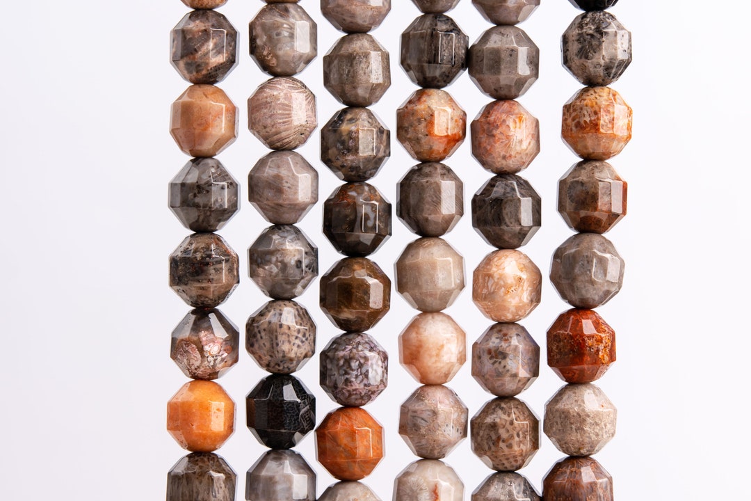 Genuine Natural Coral Fossil Jasper Gemstone Beads 8MM Multicolor ...