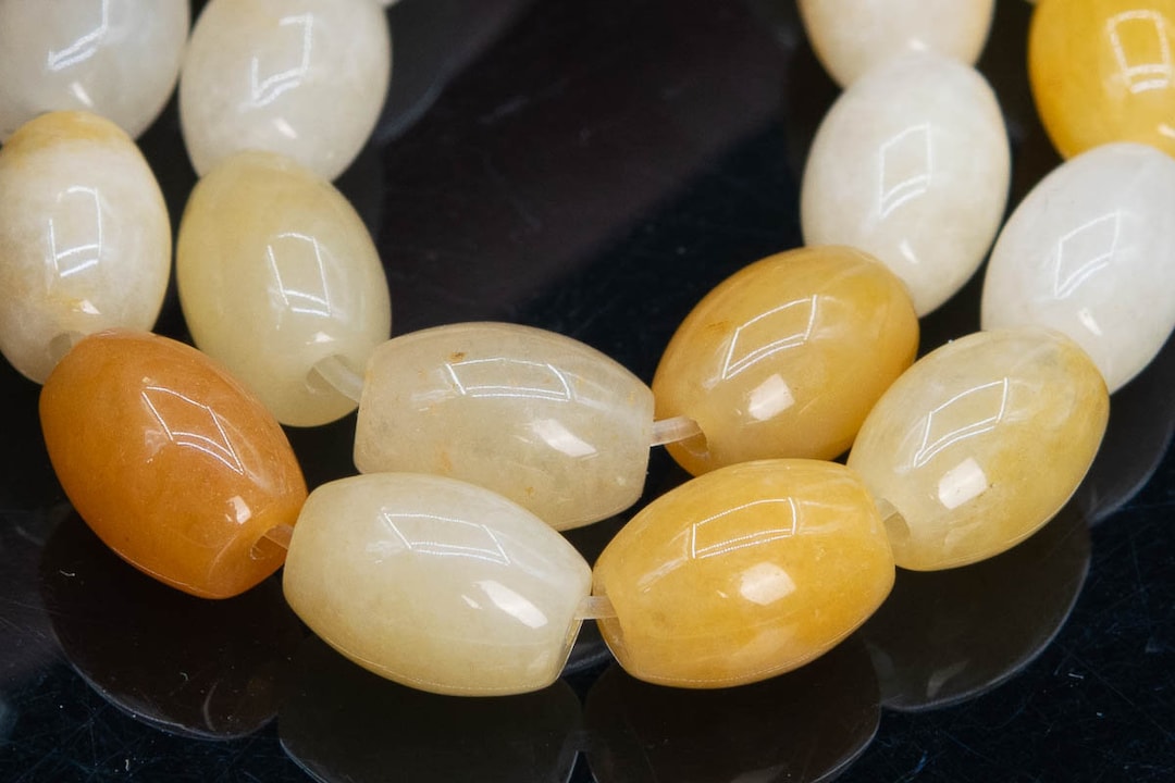Genuine Natural Yellow Jade Gemstone Beads 9x6mm Barrel AAA Quality ...